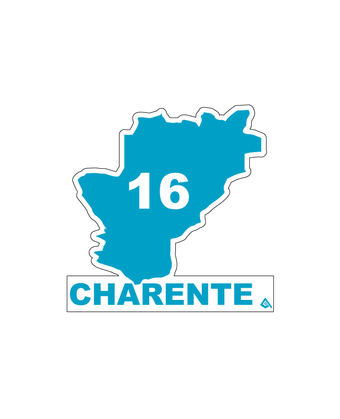 Autocollant 16 département de la Charente - Autosignalétique